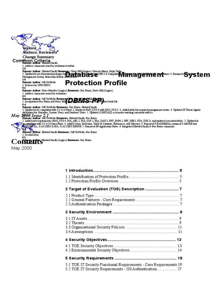 Database Management System Protection Profile: (Dbms PP) | Download ...