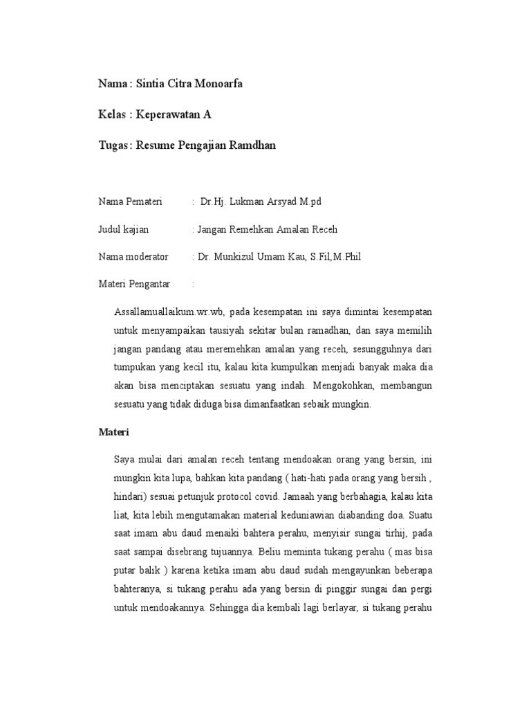 Resume 19 Pengajian Ramadhan | PDF