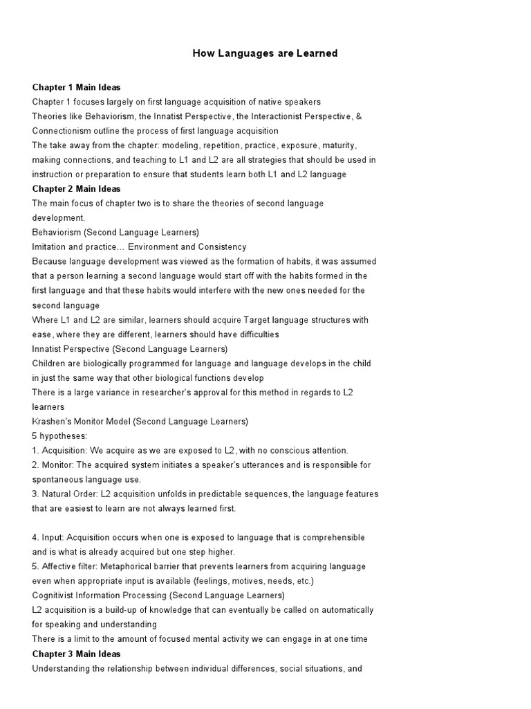 How Languages Are Learned | PDF | Second Language | Second Language ...
