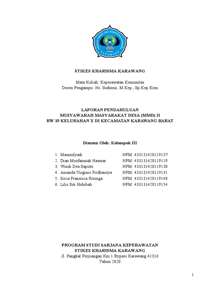 1 - Tugas Pa Sudiono - Kep. Komunitas - LP MMD | PDF | Sains & Matematika