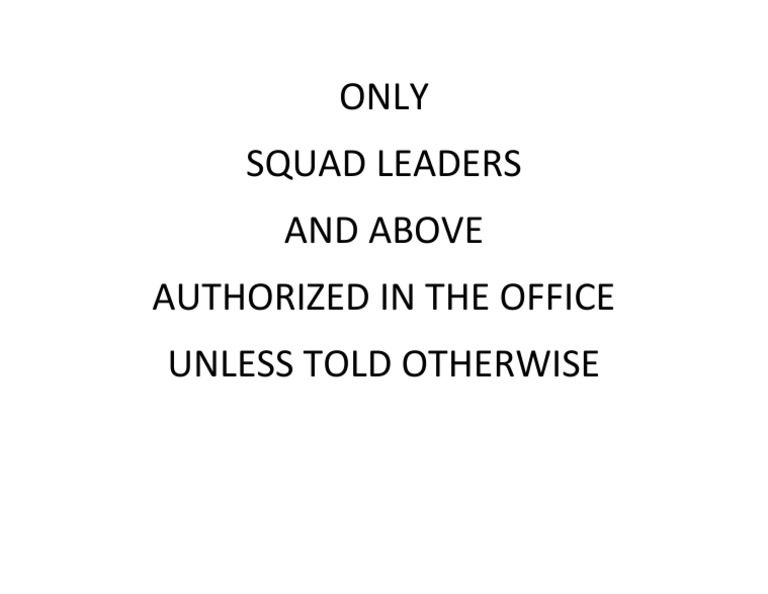 Squad Leaders Only | PDF