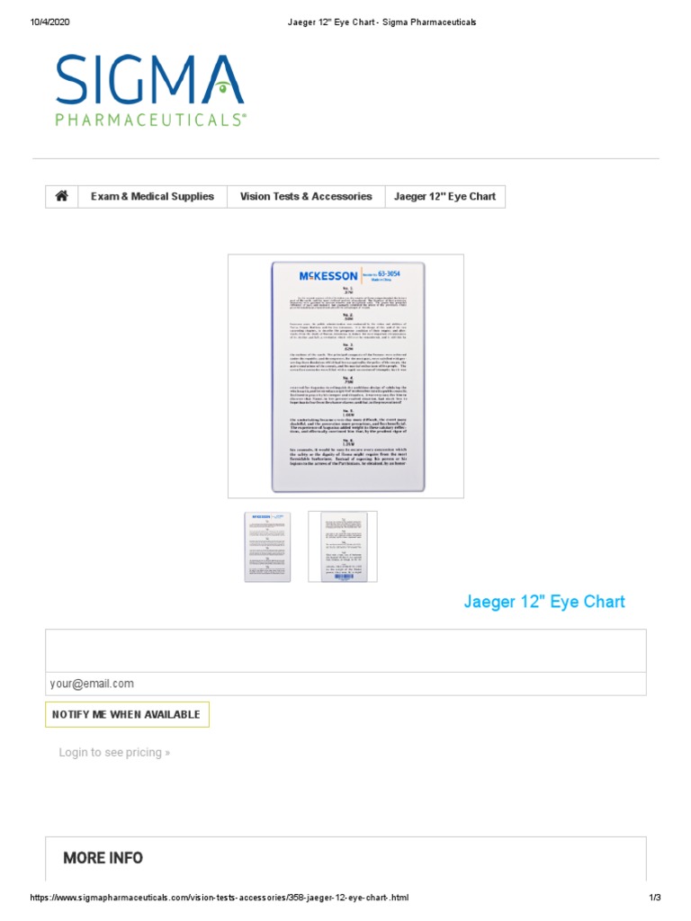 Jaeger 12 - Eye Chart - Sigma Pharmaceuticals | PDF