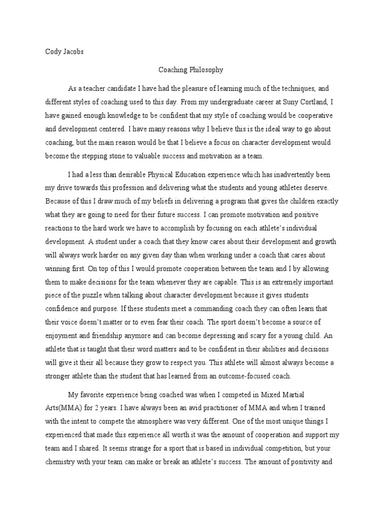 Coaching Philosophy | PDF | Motivation | Motivational