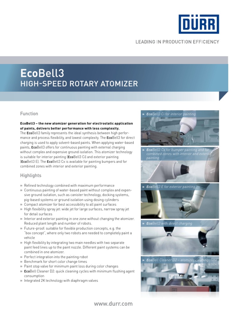 Duerr Datasheet Ecobell3 en PDF | PDF | Paint | Valve