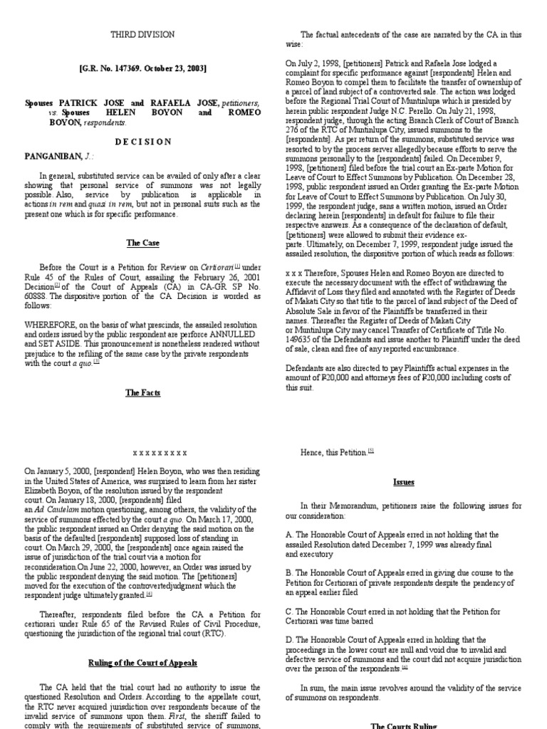 Court Nullifies Land Case Ruling Due to Invalid Summons | PDF | Service ...