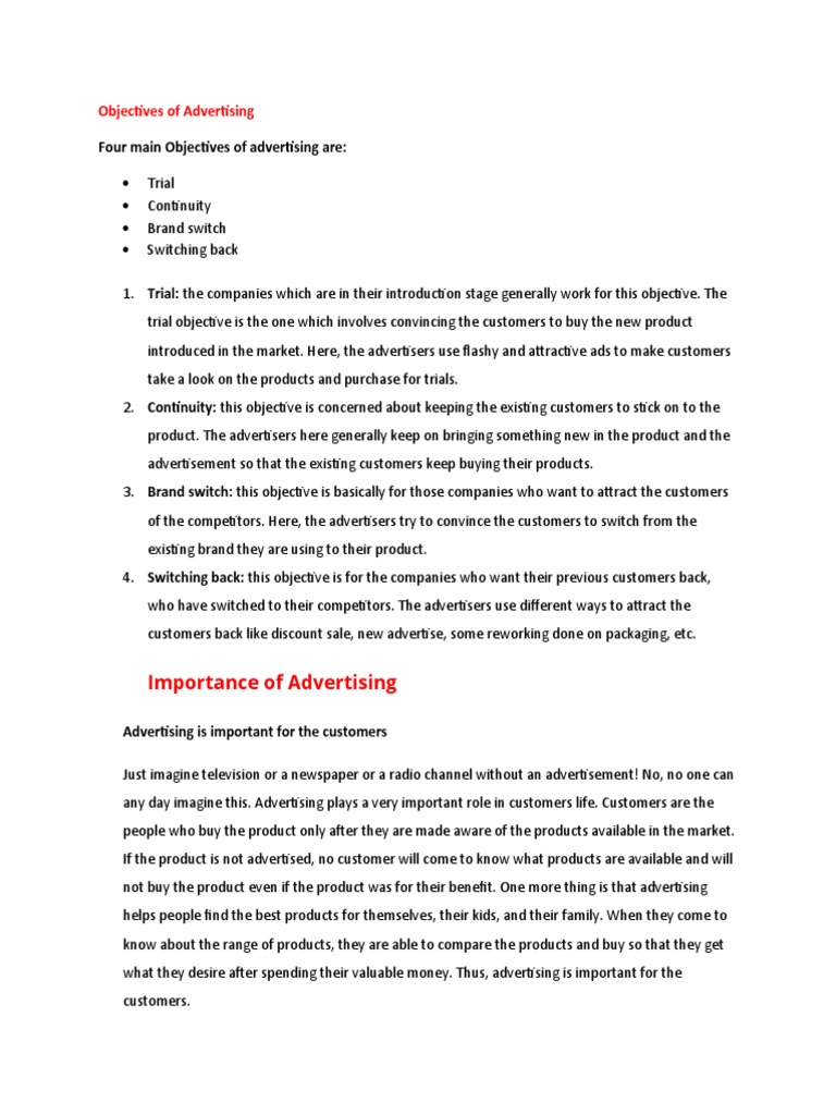 Objectives of Advertising | PDF | Public Relations | Advertising