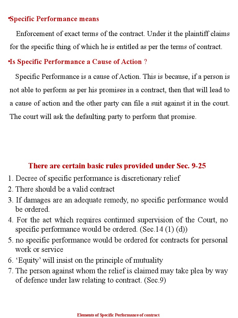 Specific Performance Means | Download Free PDF | Specific Performance ...