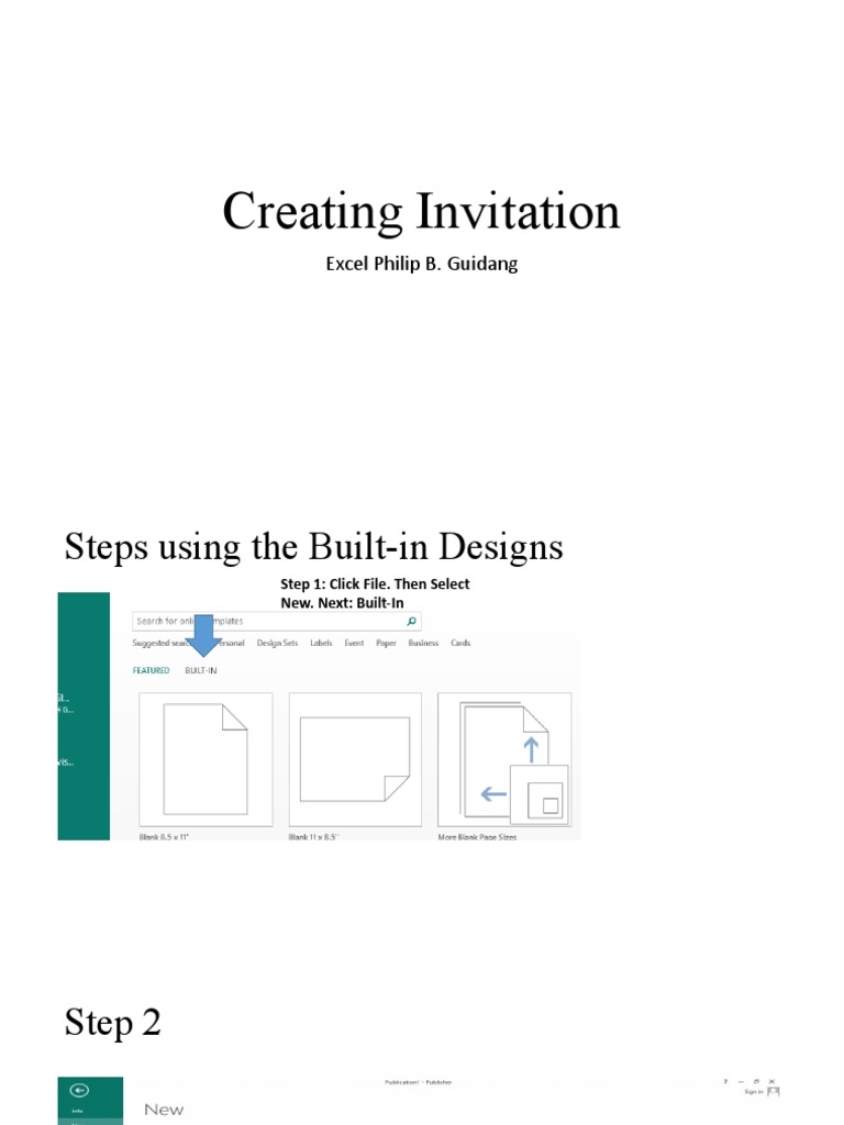 Creating Invitation: Excel Philip B. Guidang | PDF