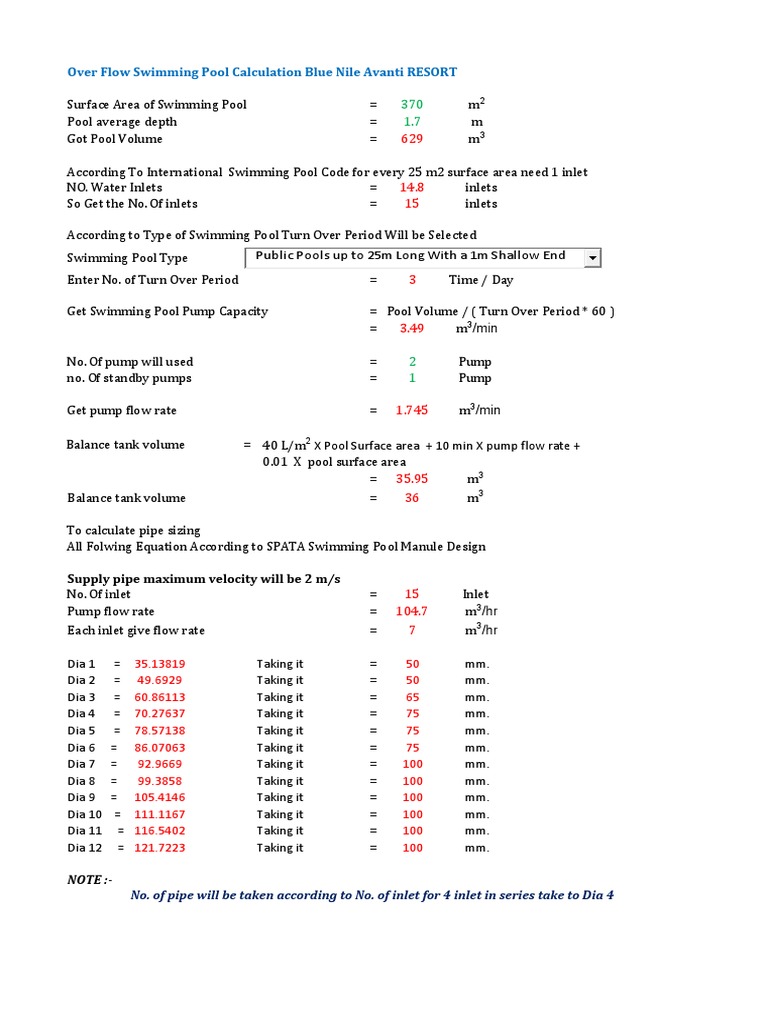 Swimming Pool Calculation | PDF | Flow Measurement | Pump