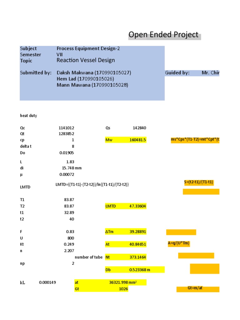 Open Ended Project: Reaction Vessel Design | PDF | Science & Mathematics