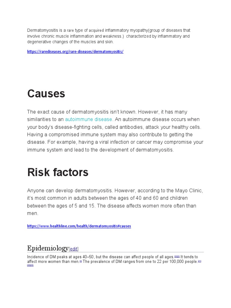 Dermatomyositis: Causes, Symptoms, and Treatment | PDF | Immunology | Rtt
