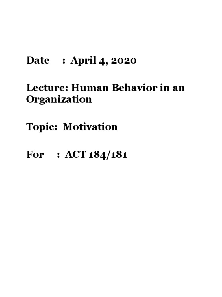 Lecture Motivation 3RD Term 2020 | Download Free PDF | Motivation ...