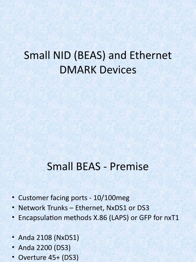 Small NID (BEAS) and Ethernet DMARK Devices | PDF