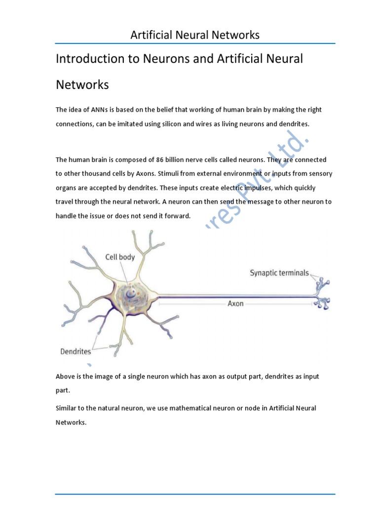 Introduction To Neurons and Artificial Neural Networks | PDF ...