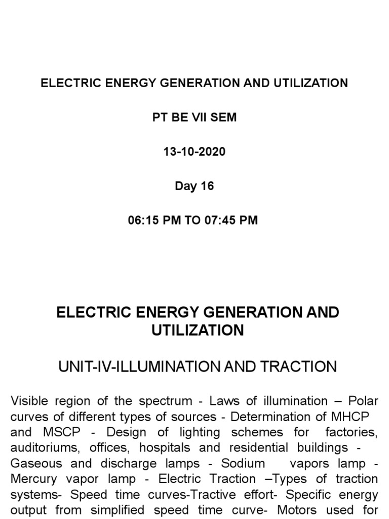 Electric Energy Generation and Utilization PT Be Vii Sem 13-10-2020 Day ...