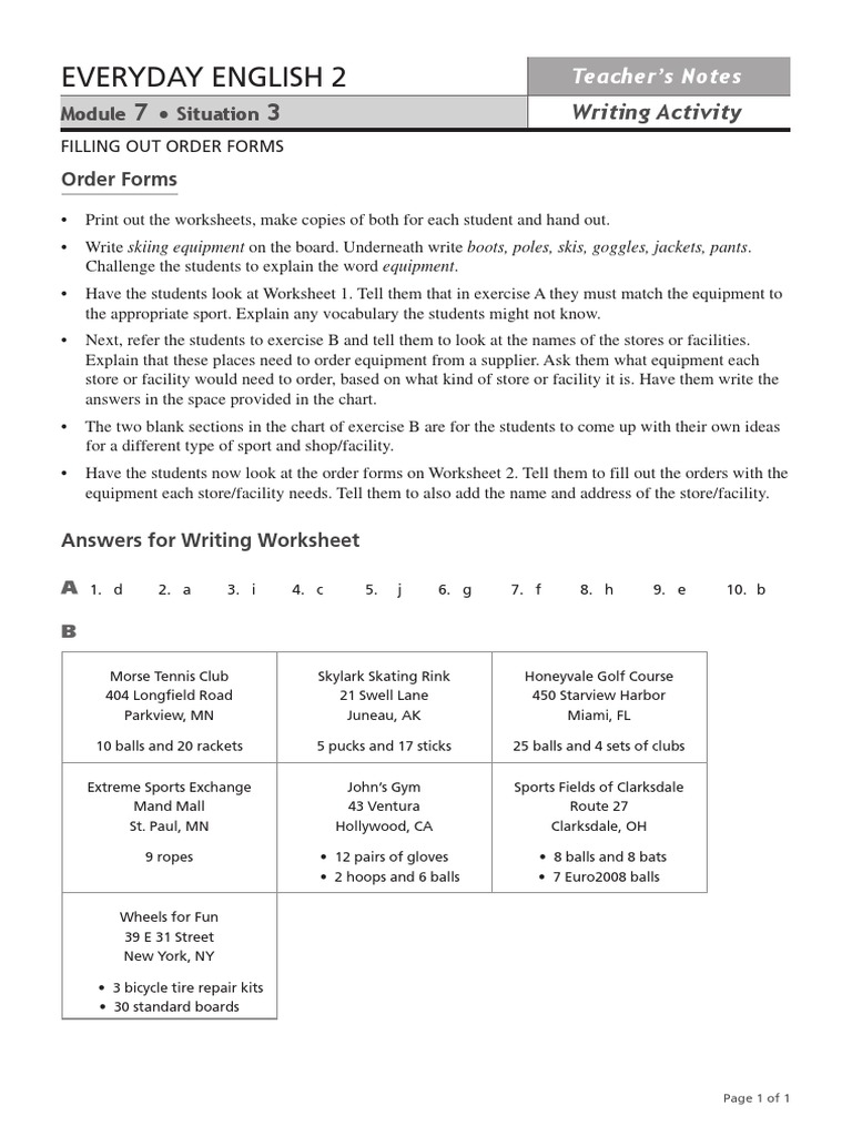 Everyday2 M7 S3 Teacher Writing | PDF | Sports | Leisure