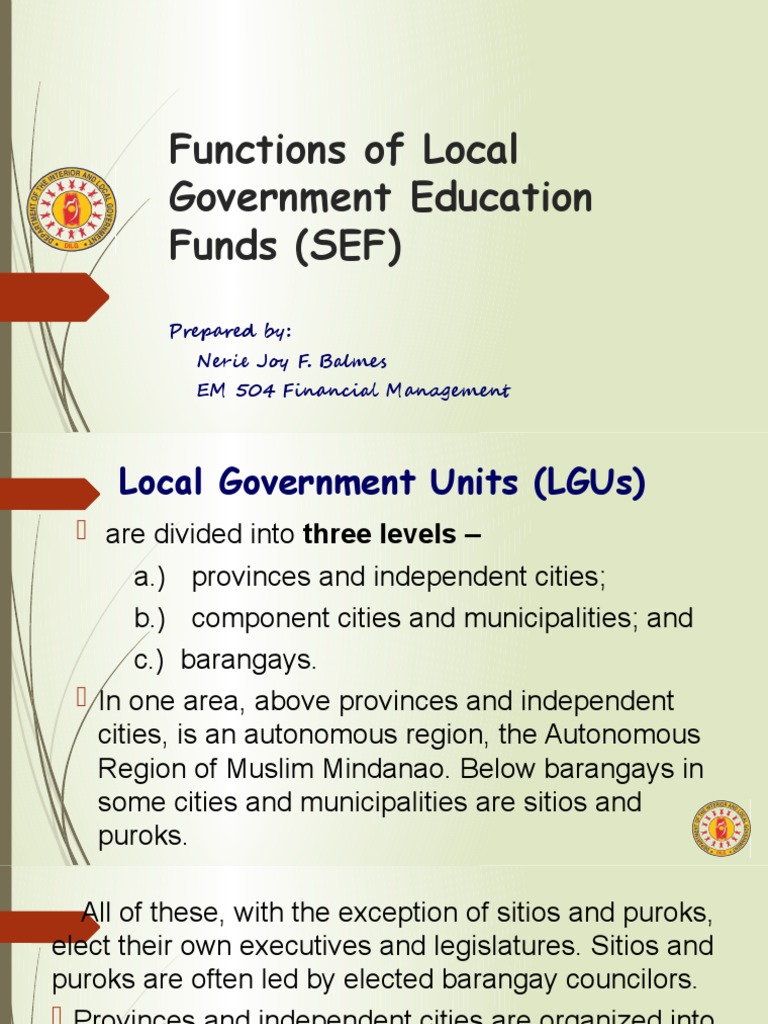 Functions of Local Government Education Funds | PDF | Government ...