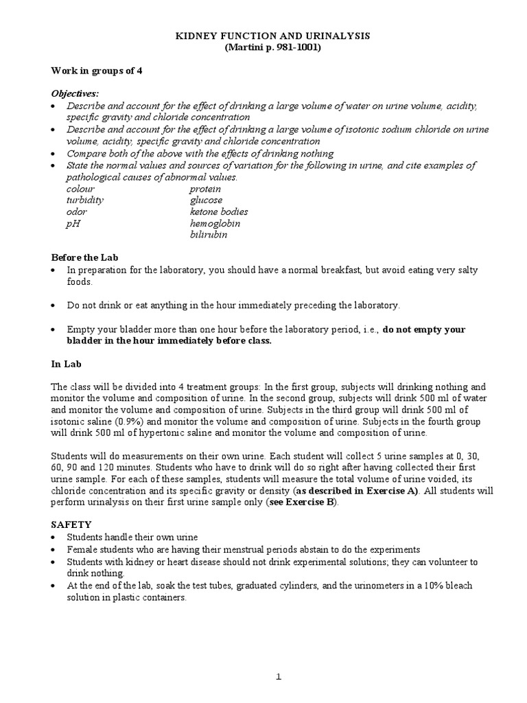 Specific Gravity and Chloride Concentration Volume, Acidity, Specific ...