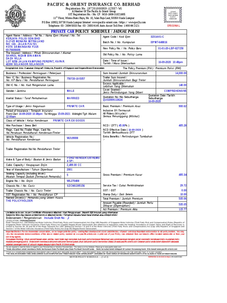 Cover Note Ab65019 PDF | PDF | Insurance | Transport