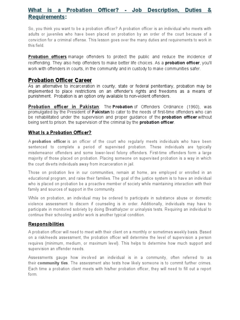 Probation Officer Career: What Is A Probation Officer? - Job ...