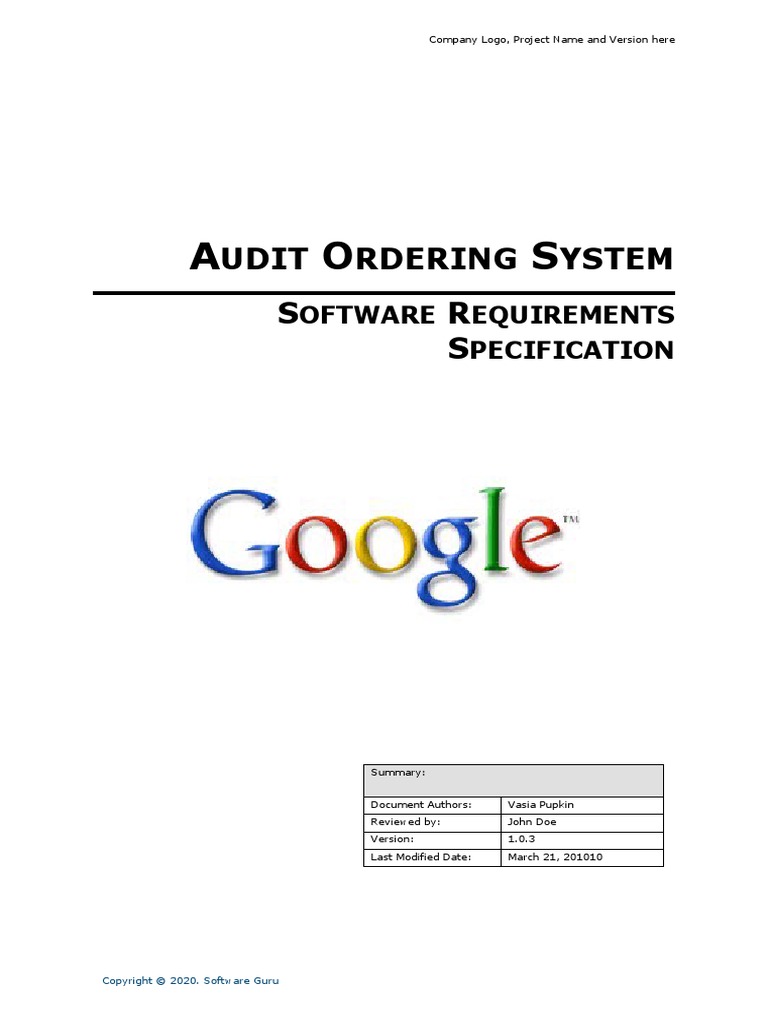 Audit Ordering System SRS | PDF | Use Case | Audit