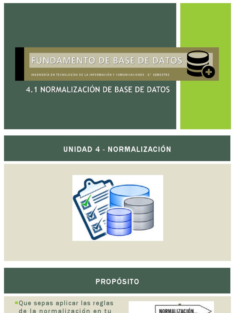 4.1 Normalización de Base de Datos | PDF | Bases de datos | Software de ...