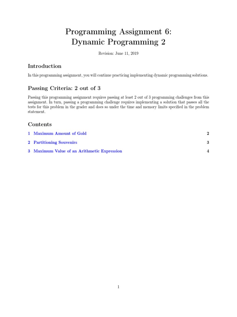 Programming Assignment 6 Dynamic Programming 2 Pdf Arithmetic 4051