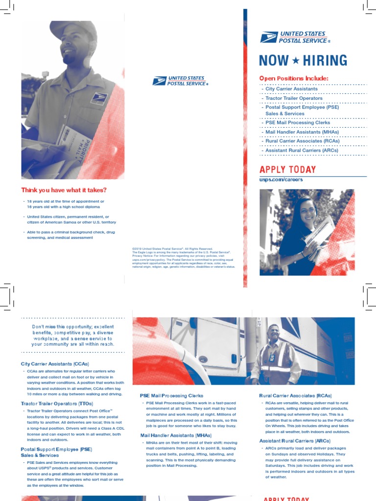 Now Hiring: Apply Today | PDF | United States Postal Service | Service ...