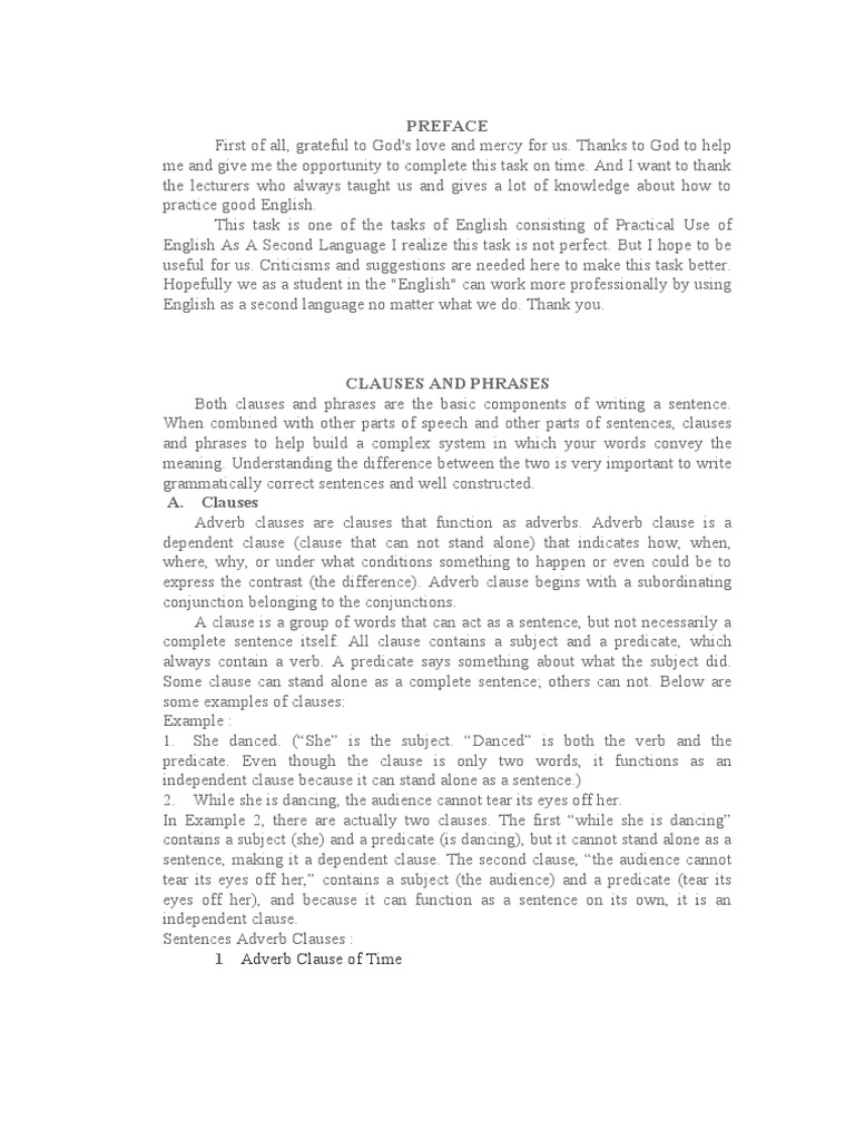Preface: Adverb Clause of Time | PDF | Verb | Adjective