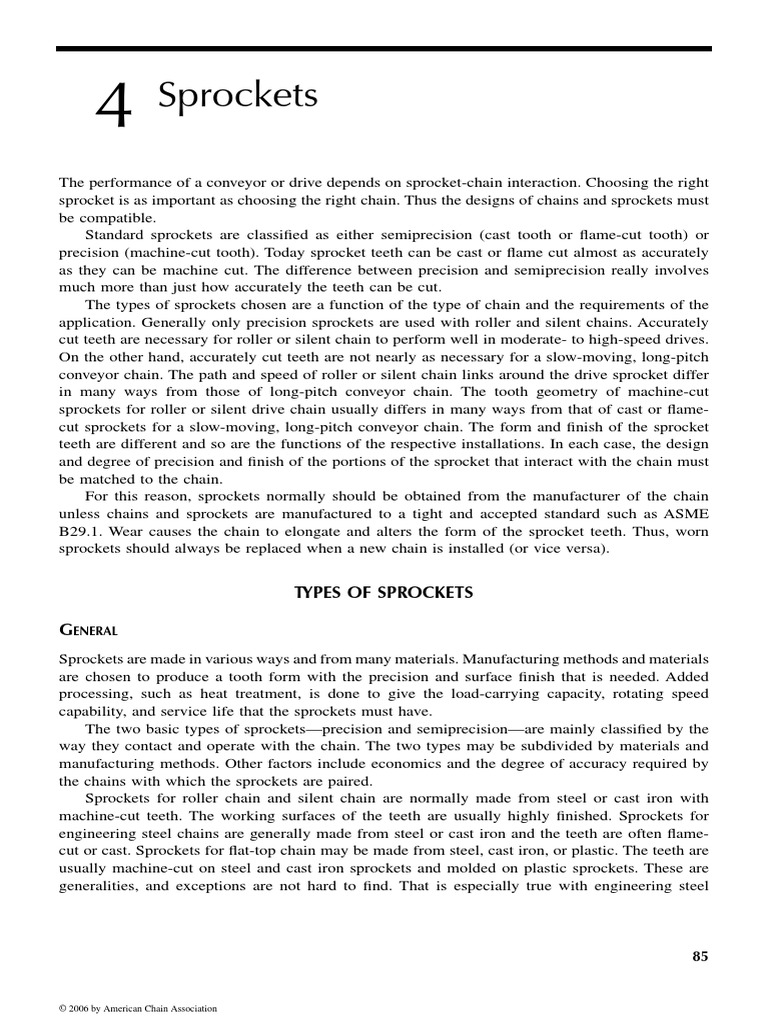 Sprockets: Types of Sprockets G | PDF