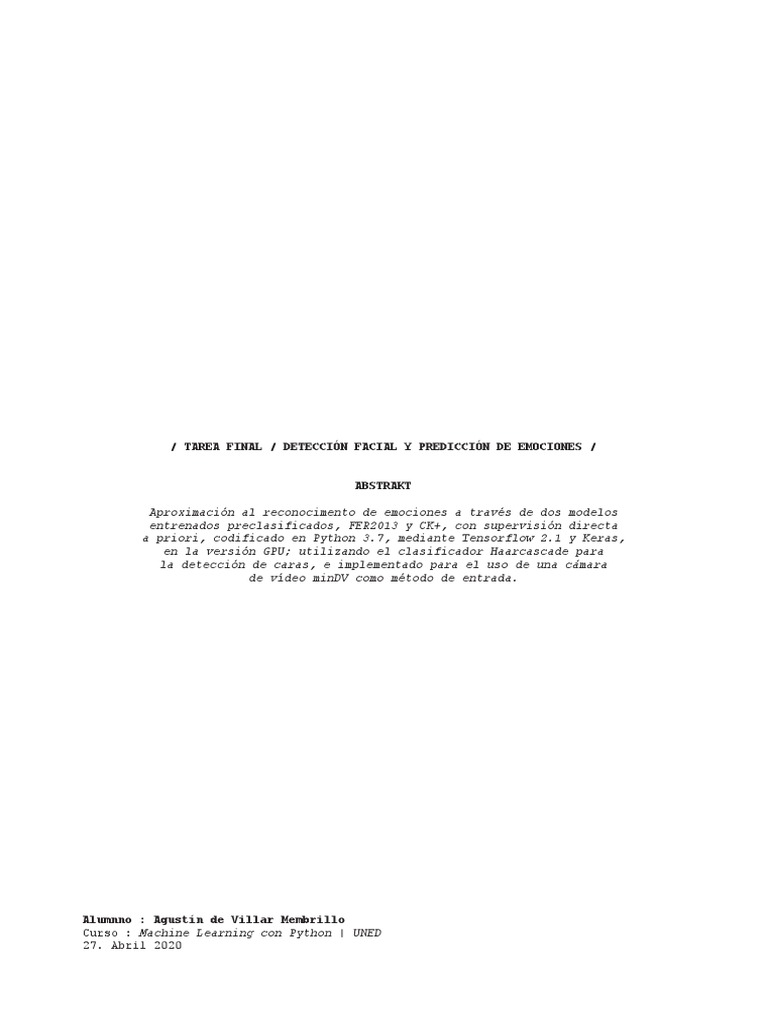 Machine Learning With Python. Detecting Emotions Through Camera | PDF ...