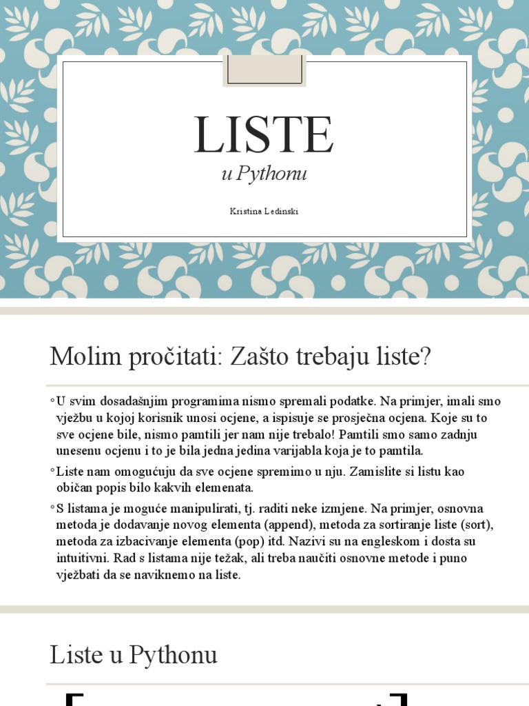 2 17 Liste U Pythonu | PDF