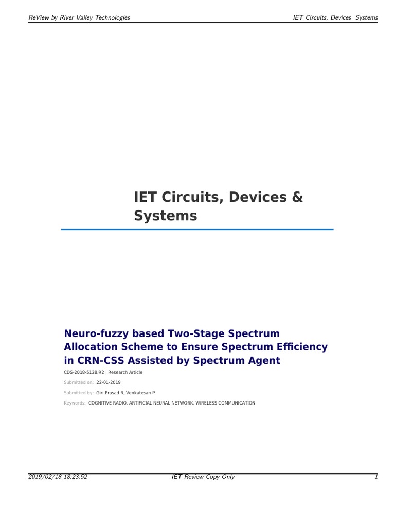 IET Circuits, Devices & Systems | PDF | Cognitive Radio | Radio Spectrum