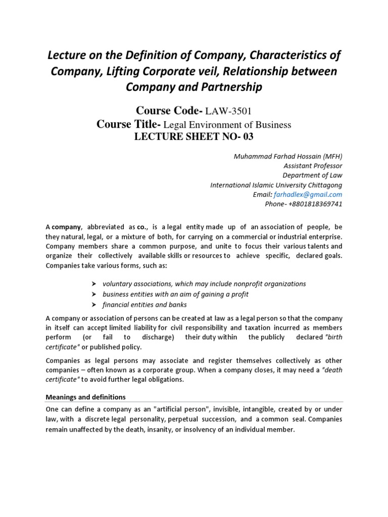 Introduction To Company PDF | PDF | Partnership | Companies