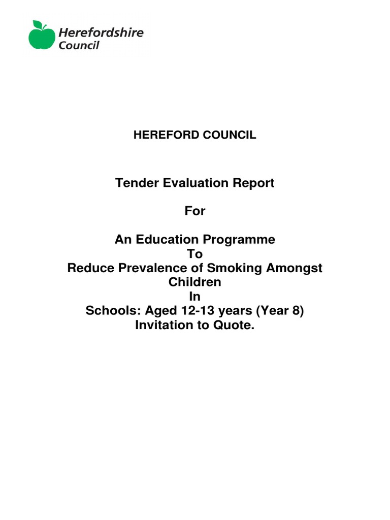 Tender Evaluation Report | PDF | Procurement | Evaluation