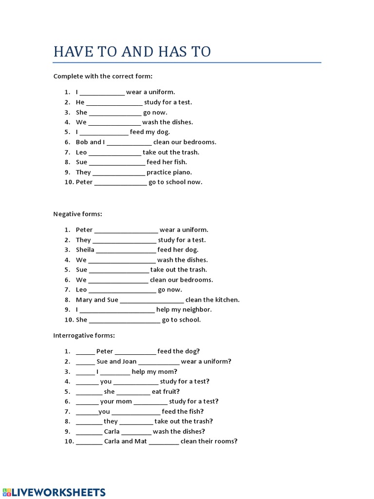 Have To and Has To | PDF