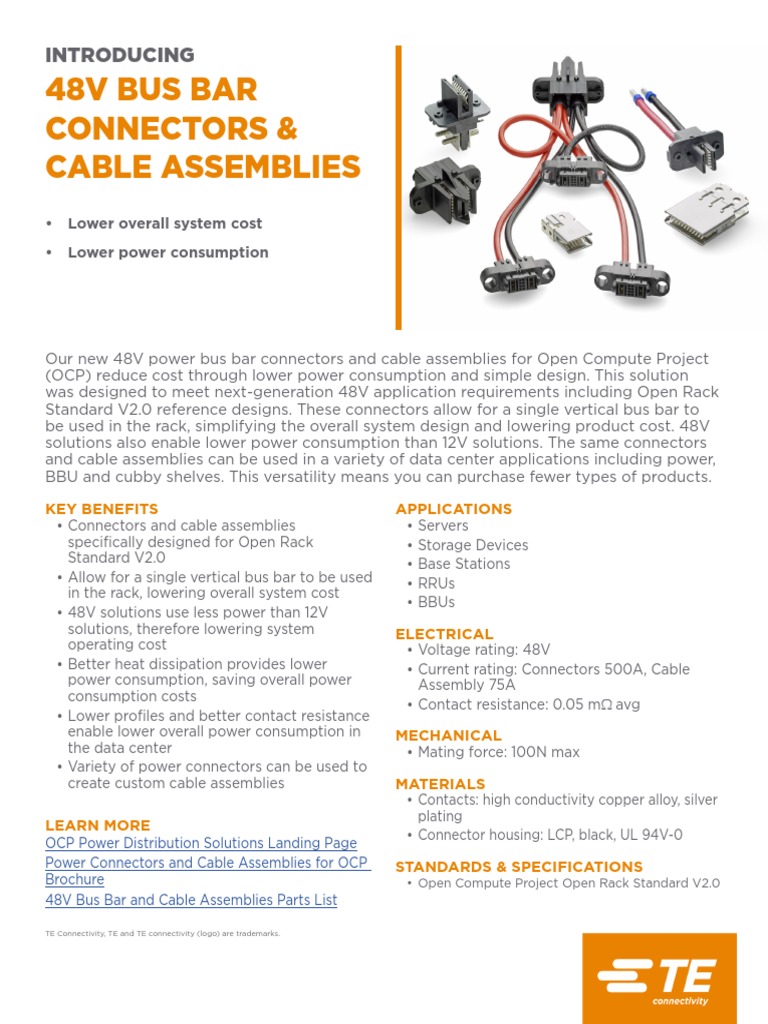 Introducing 48V Bus Bar Connectors and Cable Assemblies for Open Rack ...