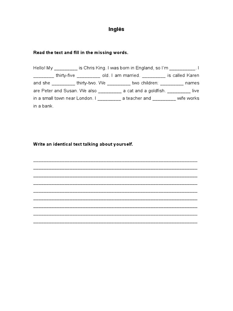 Inglês: Read The Text and Fill in The Missing Words | PDF
