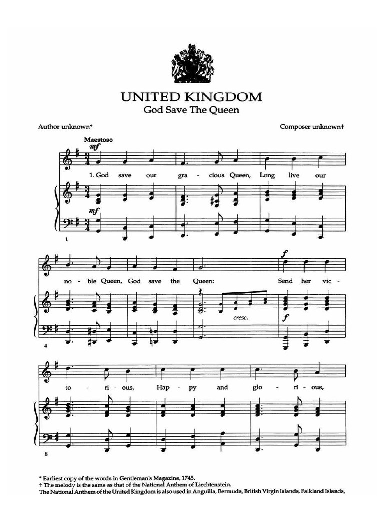 Uk God Save The Queen Solo Piano | PDF