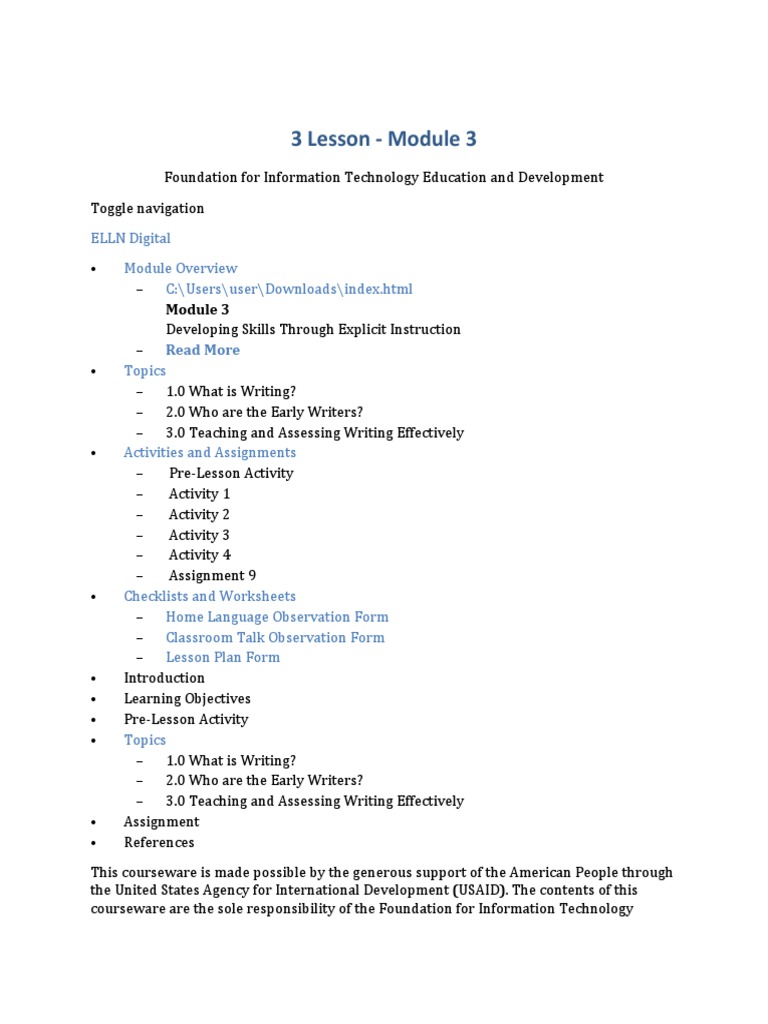 3 Lesson - Module 3: ELLN Digital Module Overview C:/Users/user ...