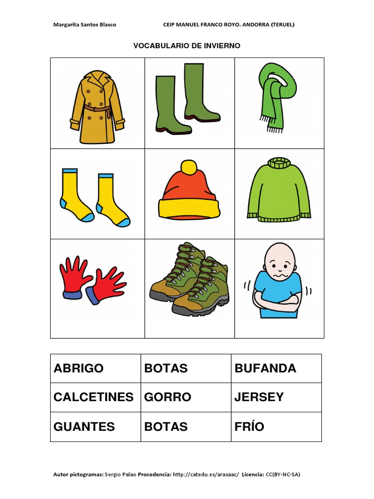 Vocabulario sobre el invierno y sus características para estudiantes de ...