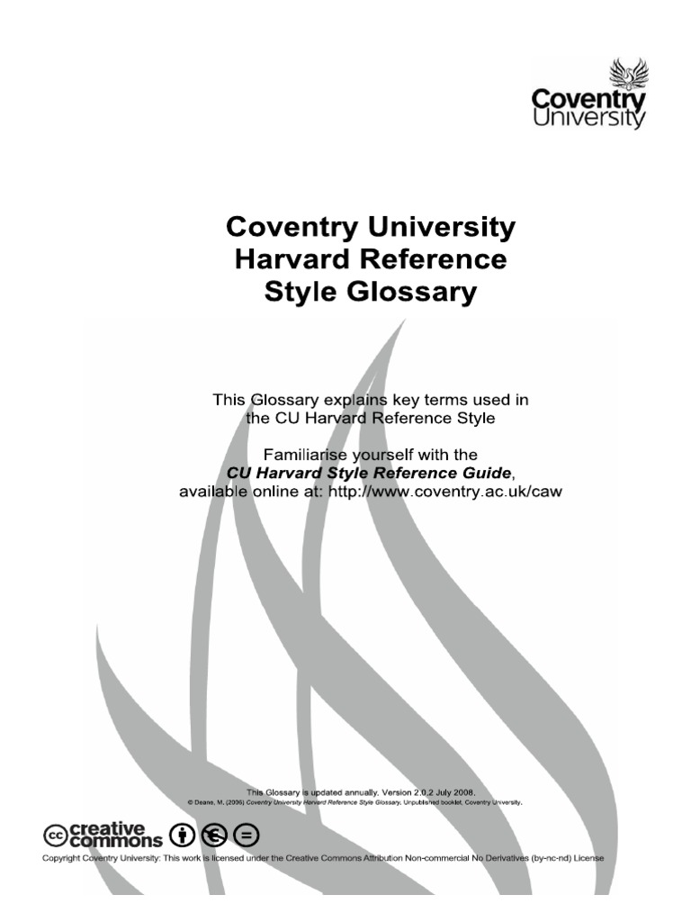 Coventry Univ. Harvard Reference Style Glossary | PDF | Teaching ...
