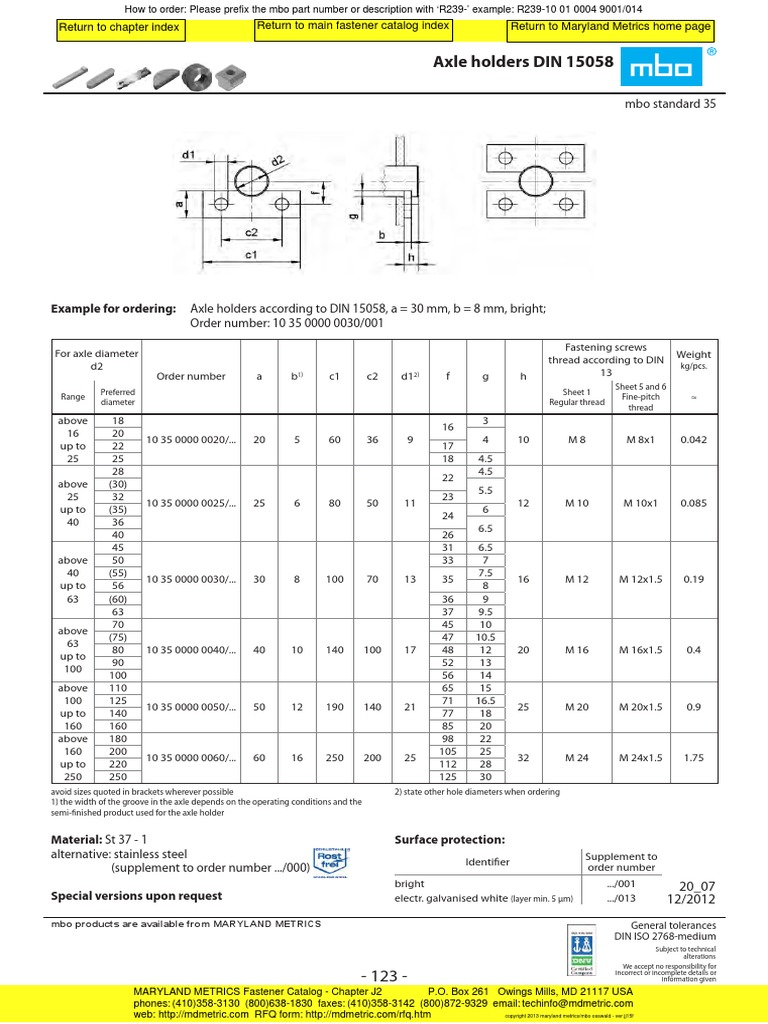 Držači Osovina DIN 15058 PDF | PDF | Mechanical Engineering