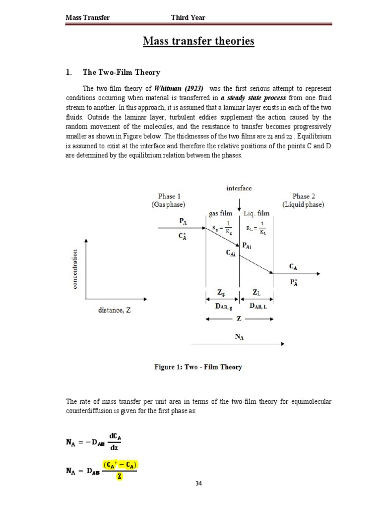 Lec.3 Part 1 Mass Transfer PDF | PDF | Diffusion | Mole (Unit)