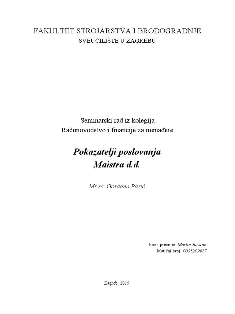 Izvještaj - Primjer | PDF