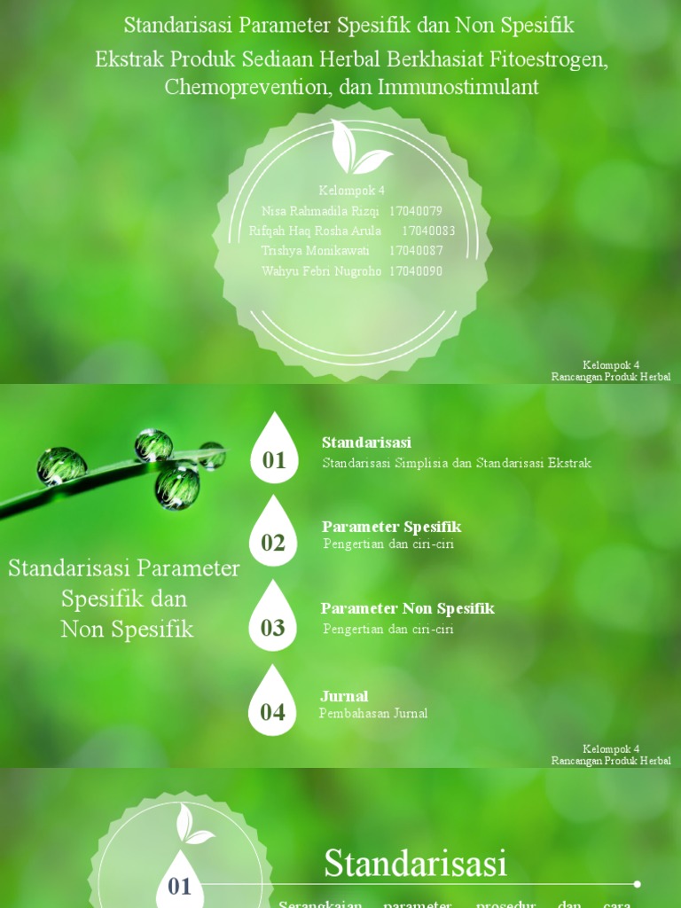 Kelompok 4 - Standarisasi Parameter Spesifik Dan Non Spesifik | PDF