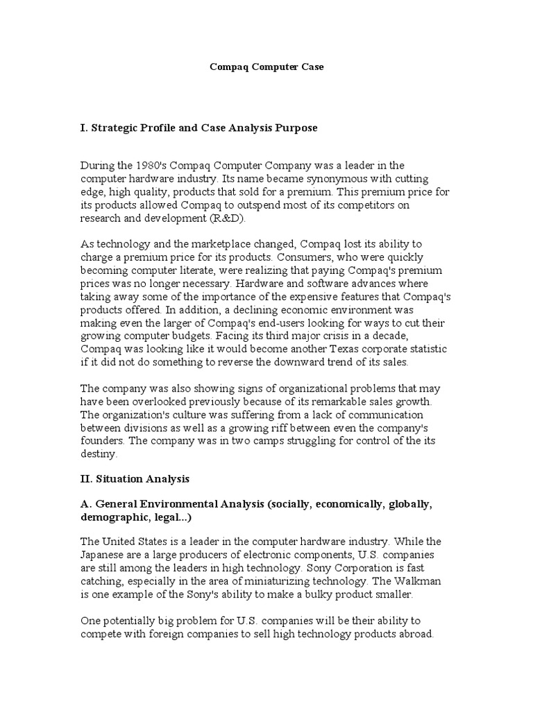 Compaq Computer Case | PDF | Competition | Demand