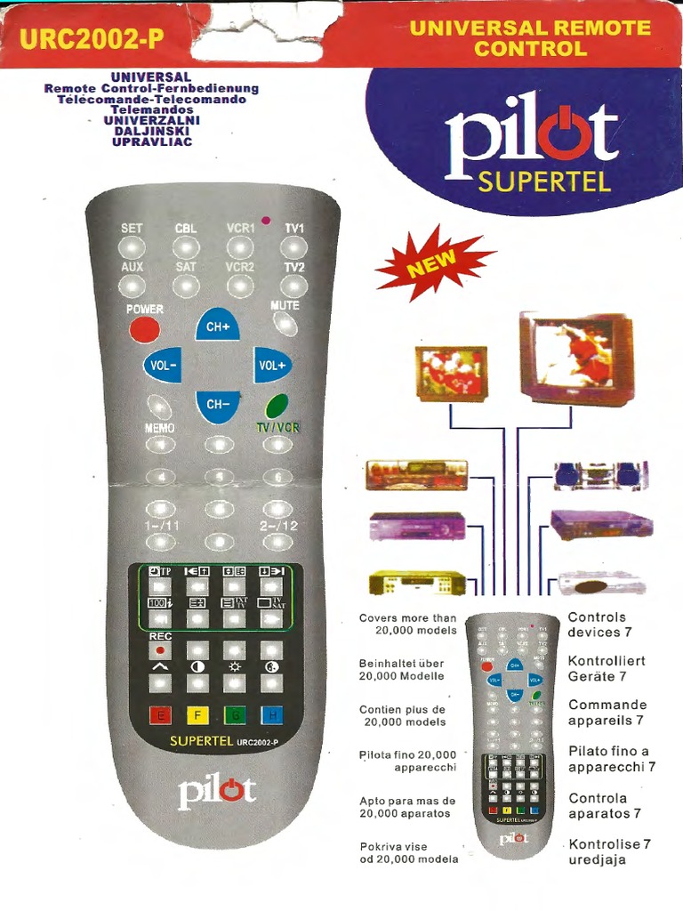Pilot-URC2002-P Daljinski PDF | PDF | Videocassette Recorder ...