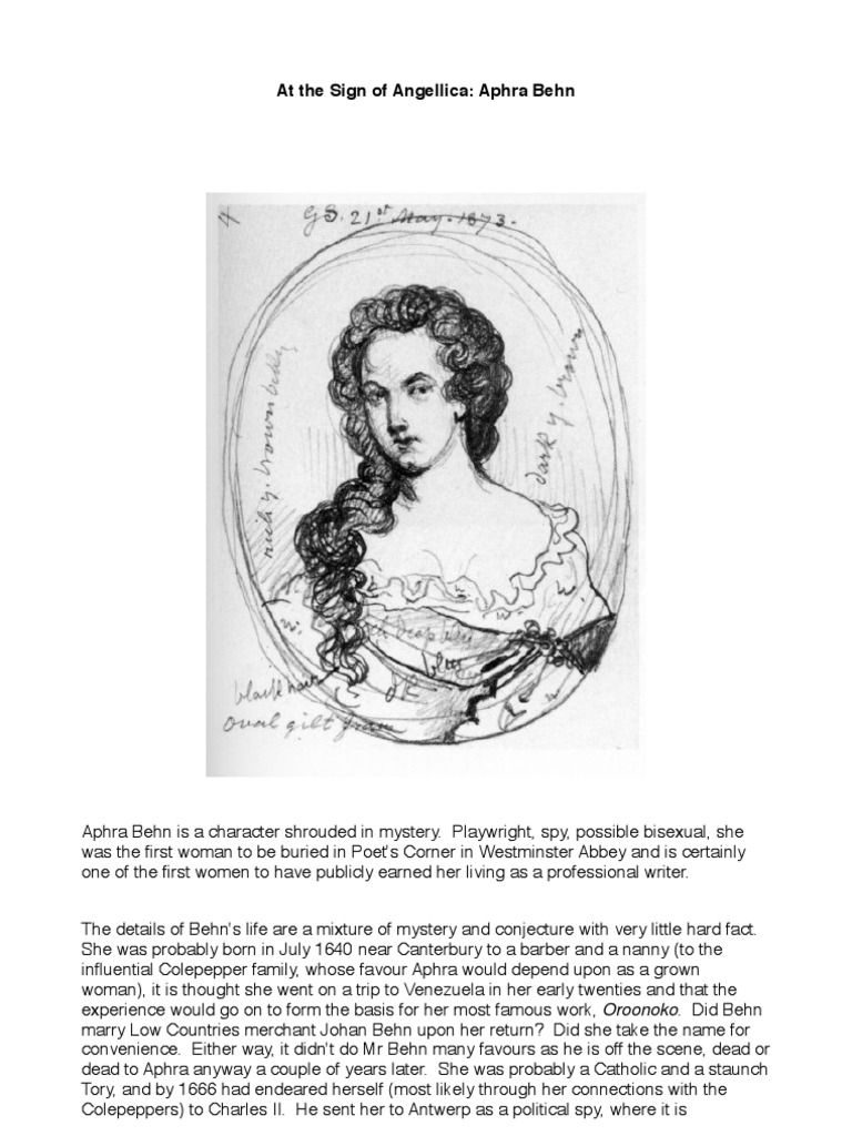 At The Sign of Angellica - Aphra Behn | PDF | Aphra Behn