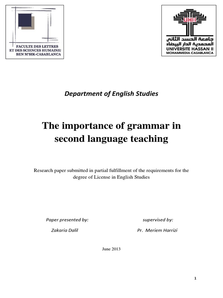 The Importance of Grammar in Second Lang | PDF | Second Language ...